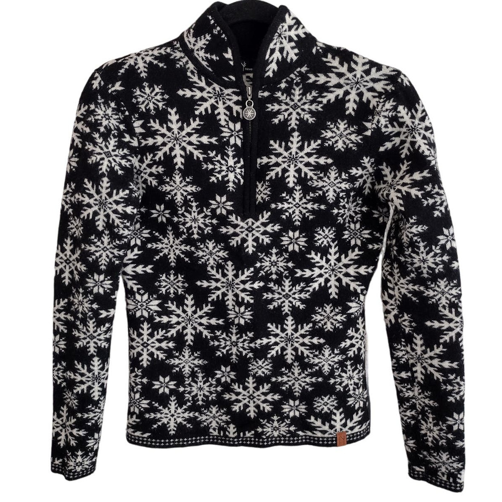 Neve | Black & White Snowflake 100% Merino Wool 1/4 Z… - Gem